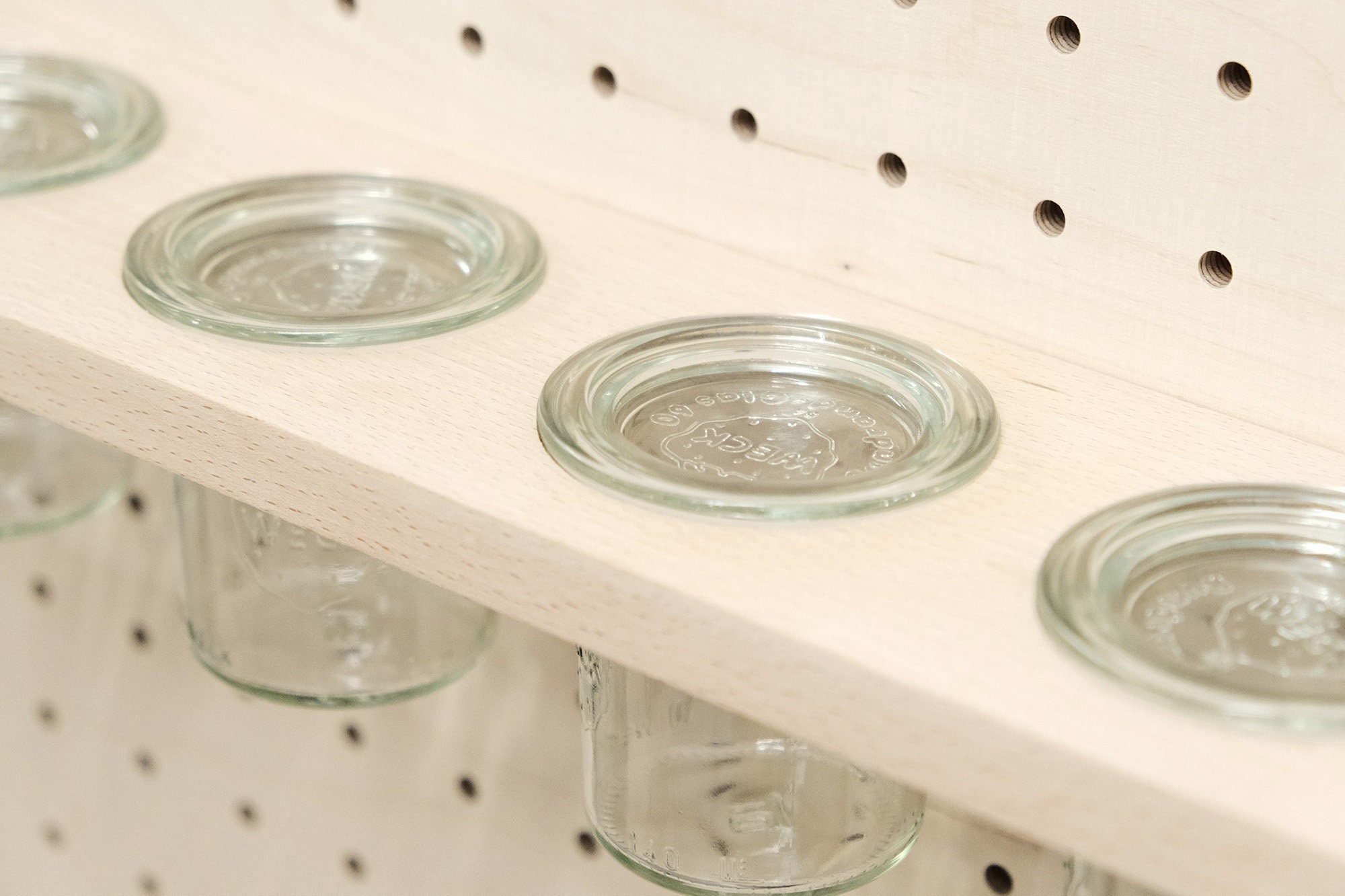 Pegboard Jar Holder With 4 Glass Cups, Beech Wood, Paris - Etsy