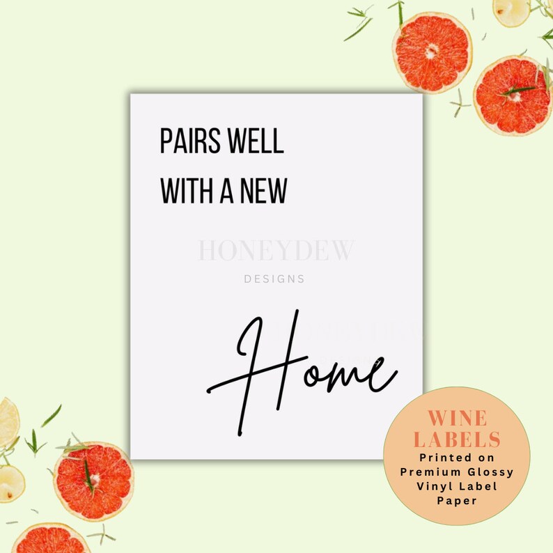 Pairs Well With a New Home | Wine Label & Tag | New Home Owner Gift ...