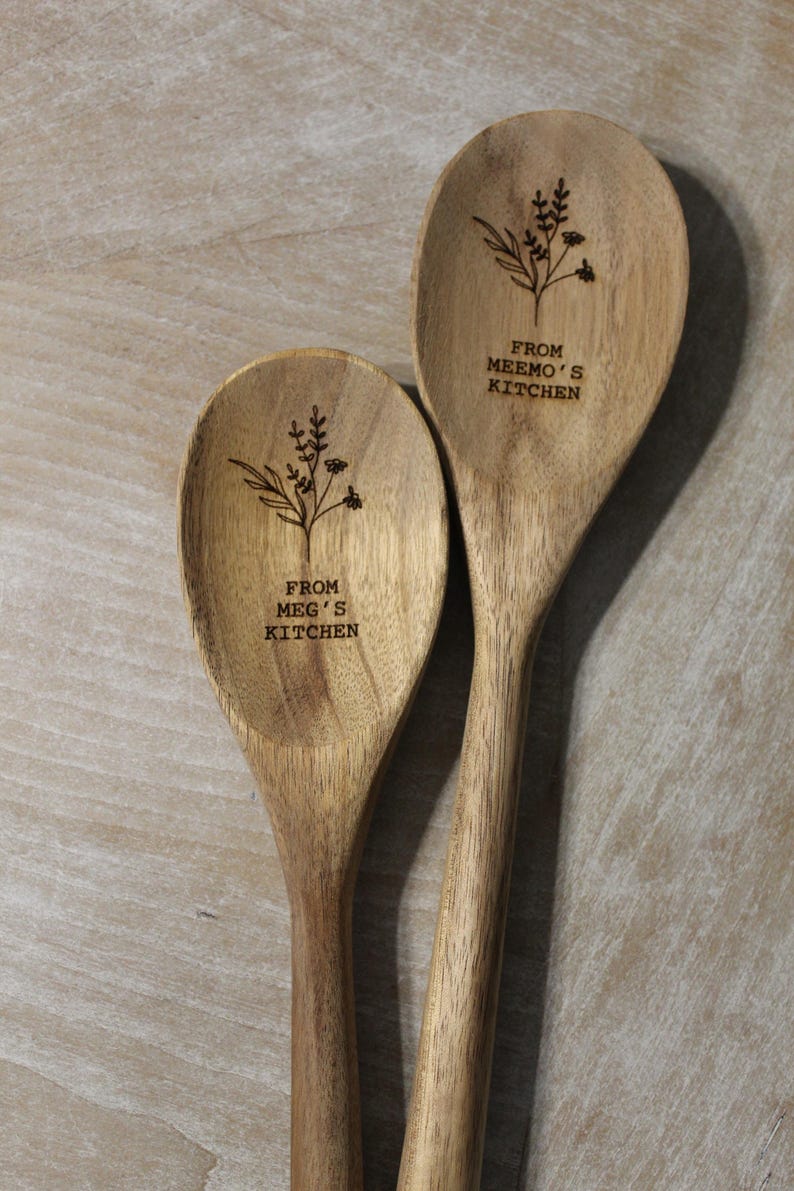 Custom Wooden Spoon With Flower Bundle | Personalized "from Name's ...