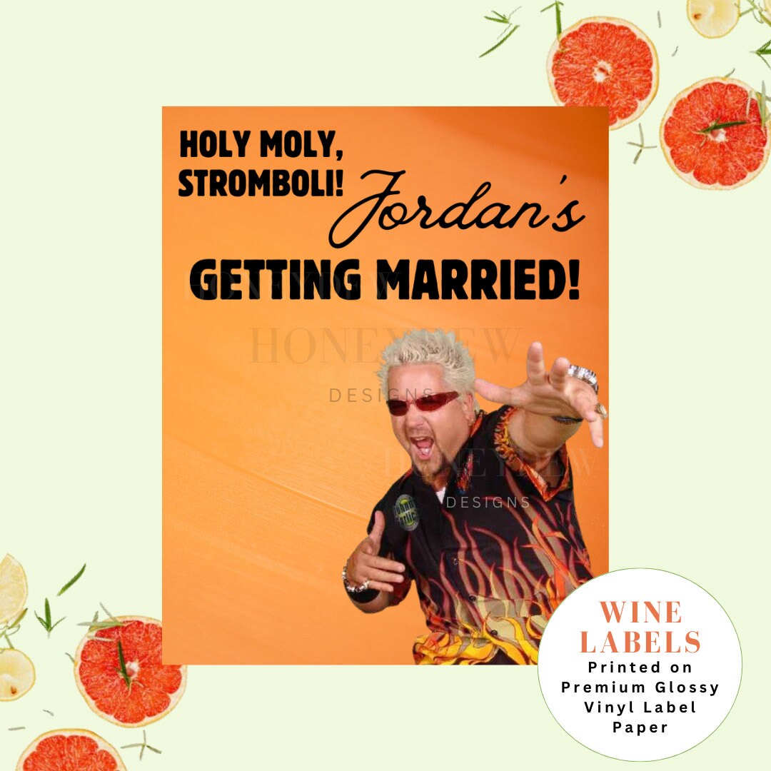 Guy Fieri Flavortown Bachelorette Label Sticker | Custom Funny Wine ...