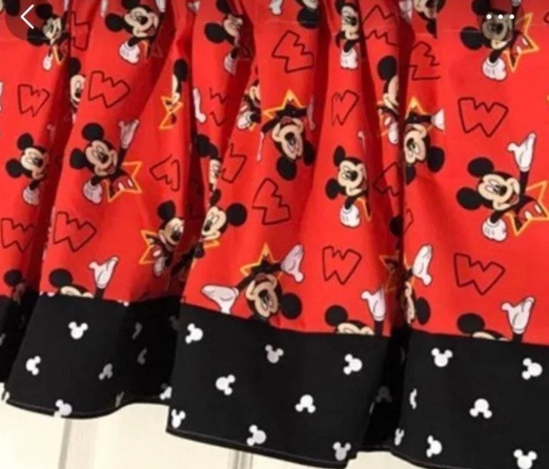Red All Over Mickey Mouse Heads Border Disney Curtains Valance Window ...