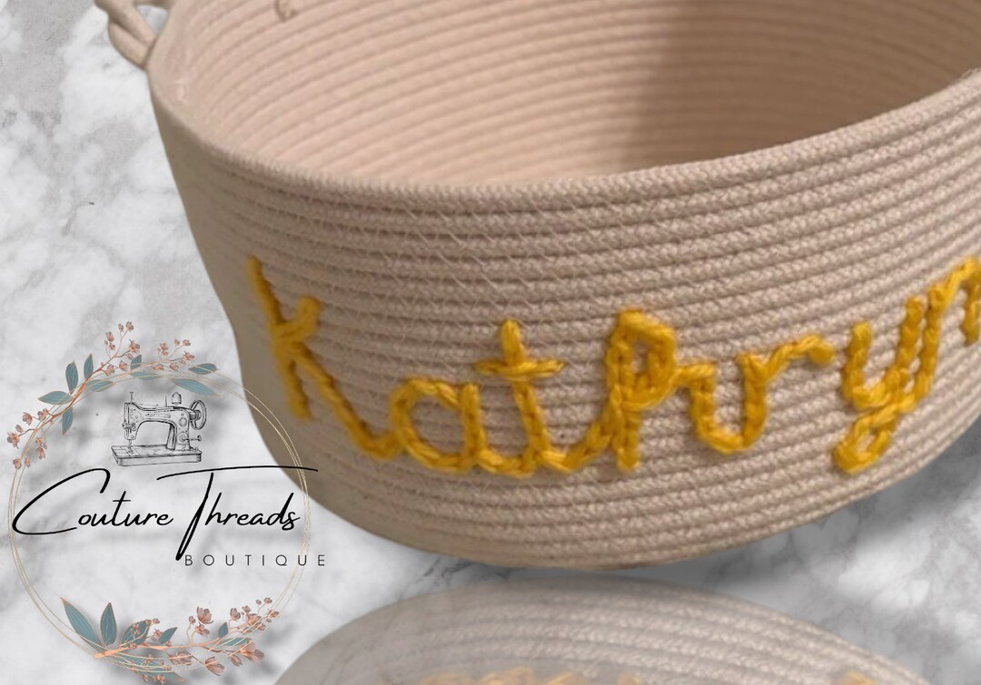 Personalized Rope Hand Embroidered Easter Baskets, Baskets Name ...