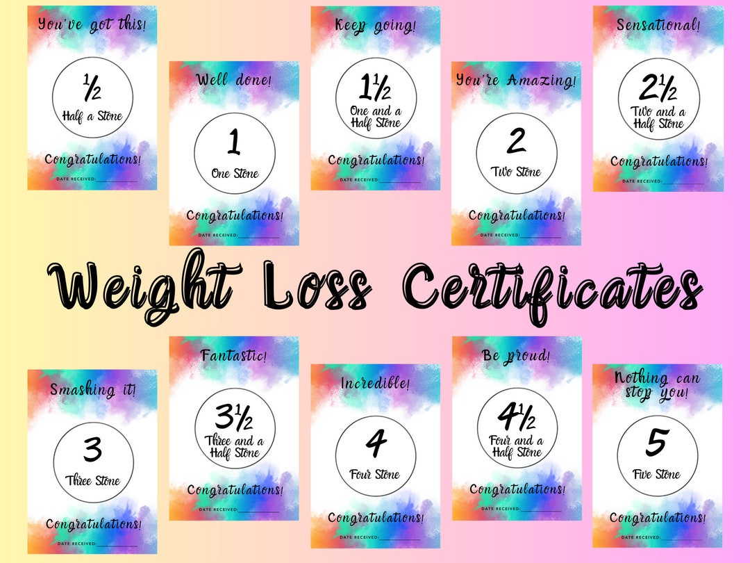 Digital Download - Weight Loss Certificates - Etsy