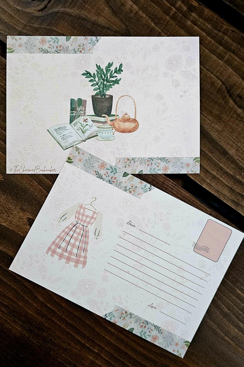 Cottagecore Collection Set Design 5, Includes 2 Postcards & 2 Magnetic ...
