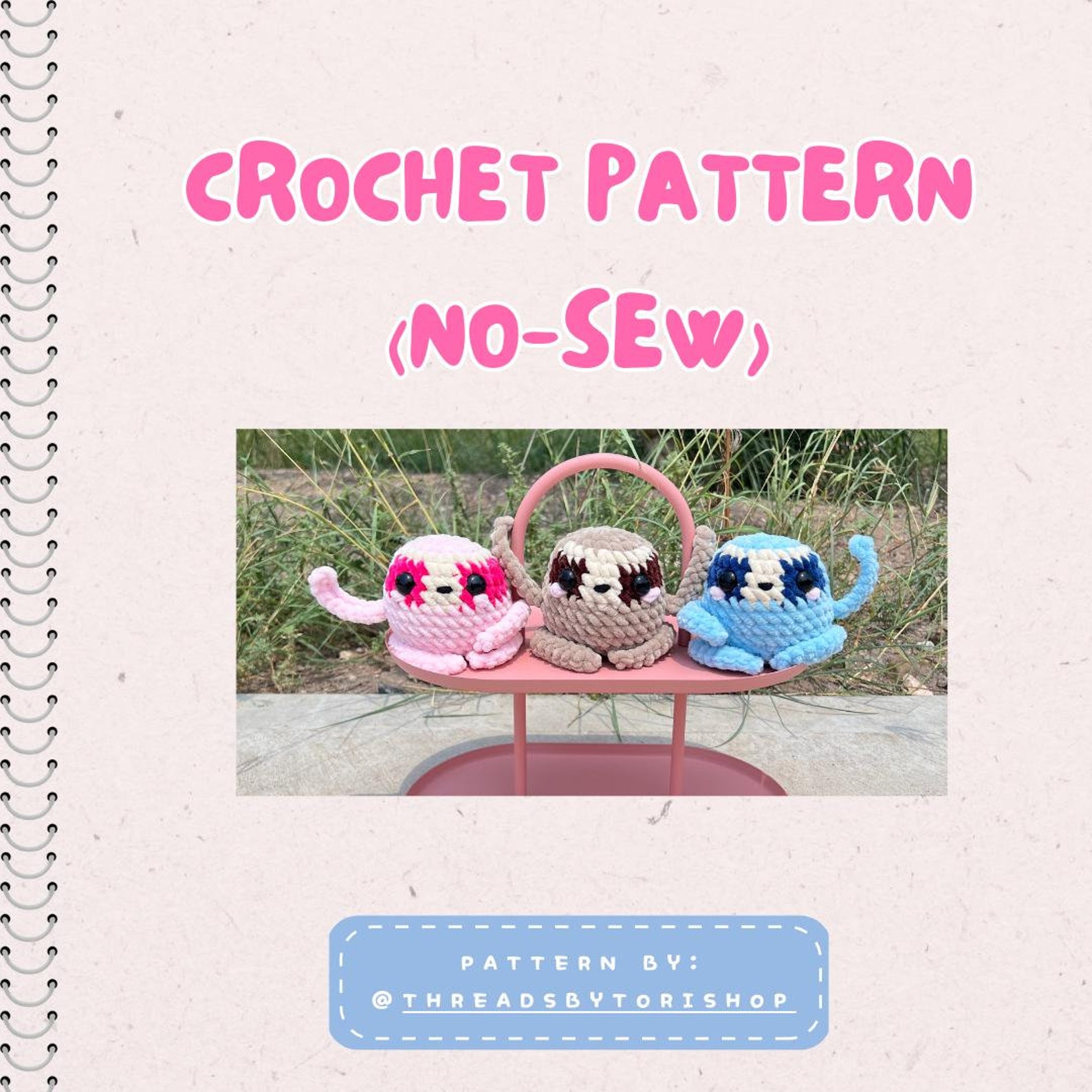 NO-SEW Chunky Sloth Crochet Pattern | No-sew | Crochet Amigurumi ...