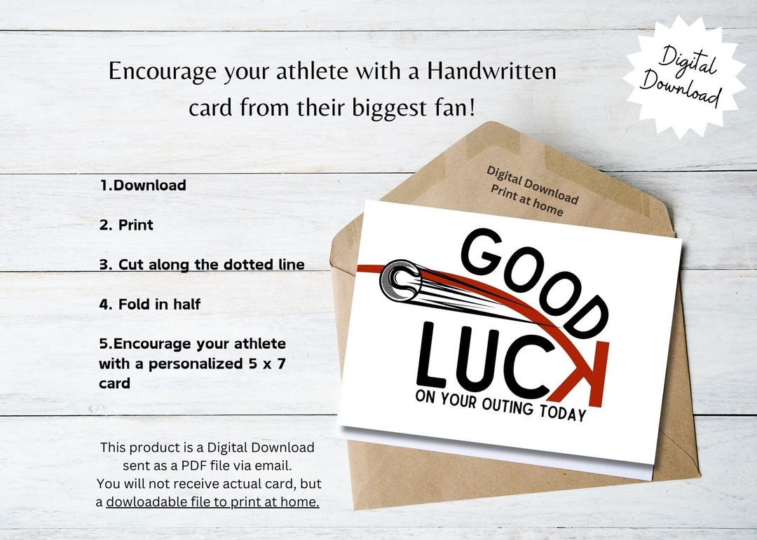 Good Luck Pitching Card for Student Athletes. Student Athlete Digital ...