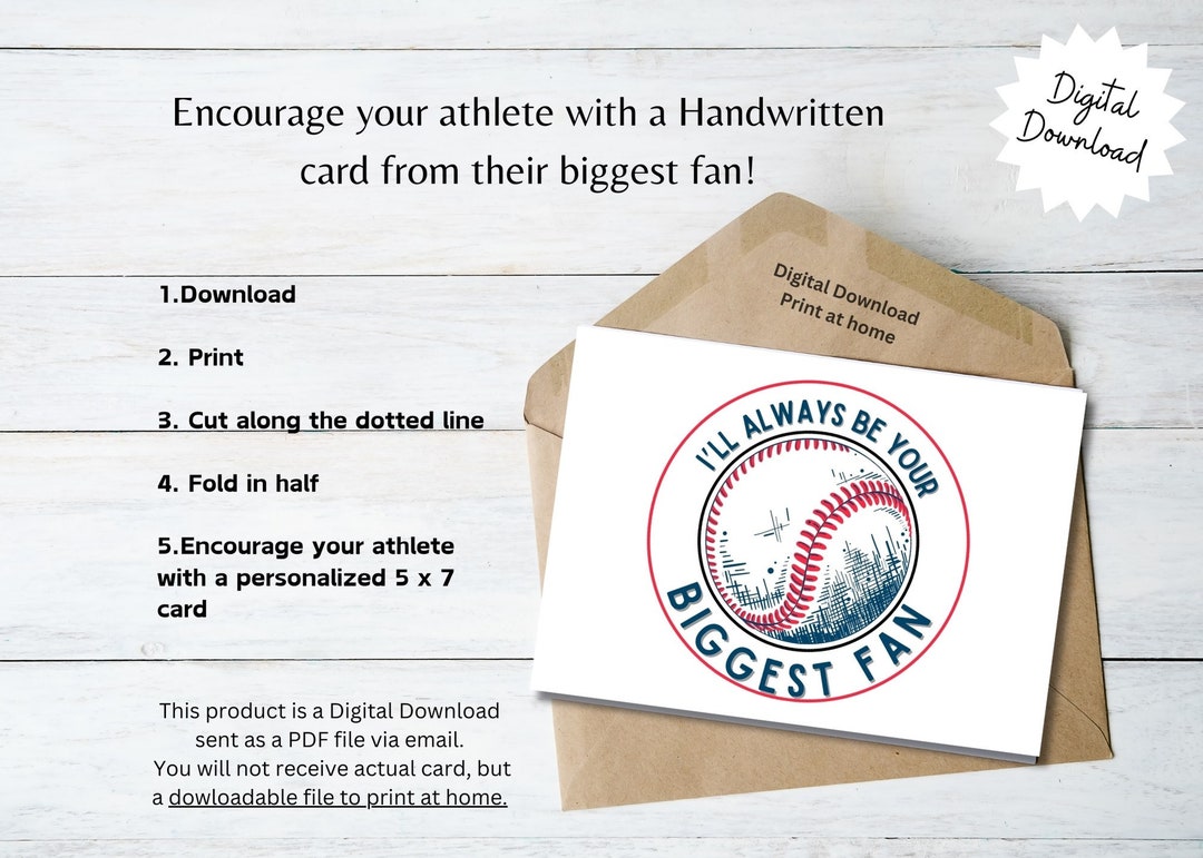 Baseball Biggest Fan Card for Student Athletes. Student Athlete Digital ...