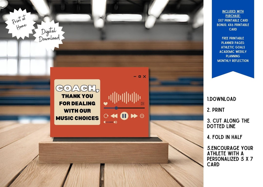 Thank You Blank Card for Coach. Digital Download/printable/print at ...