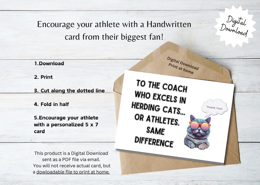 Dear Coach Funny Blank Card. Digital Download/printable/print at Home ...