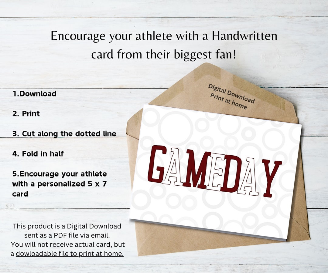 Gameday Digital Download/printable Card for Student Athletes in Maroon ...