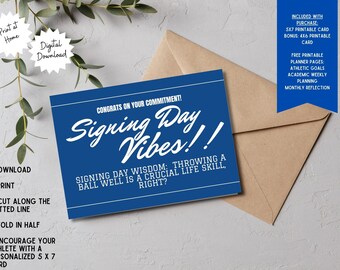 Signing Day Card for Student Athletes. Student Athlete Digital Download ...