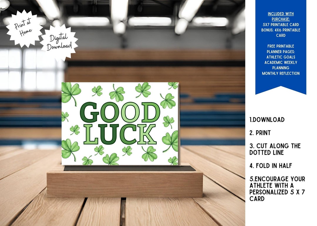 Good Luck Blank Card for Student Athletes. Student Athlete Digital ...