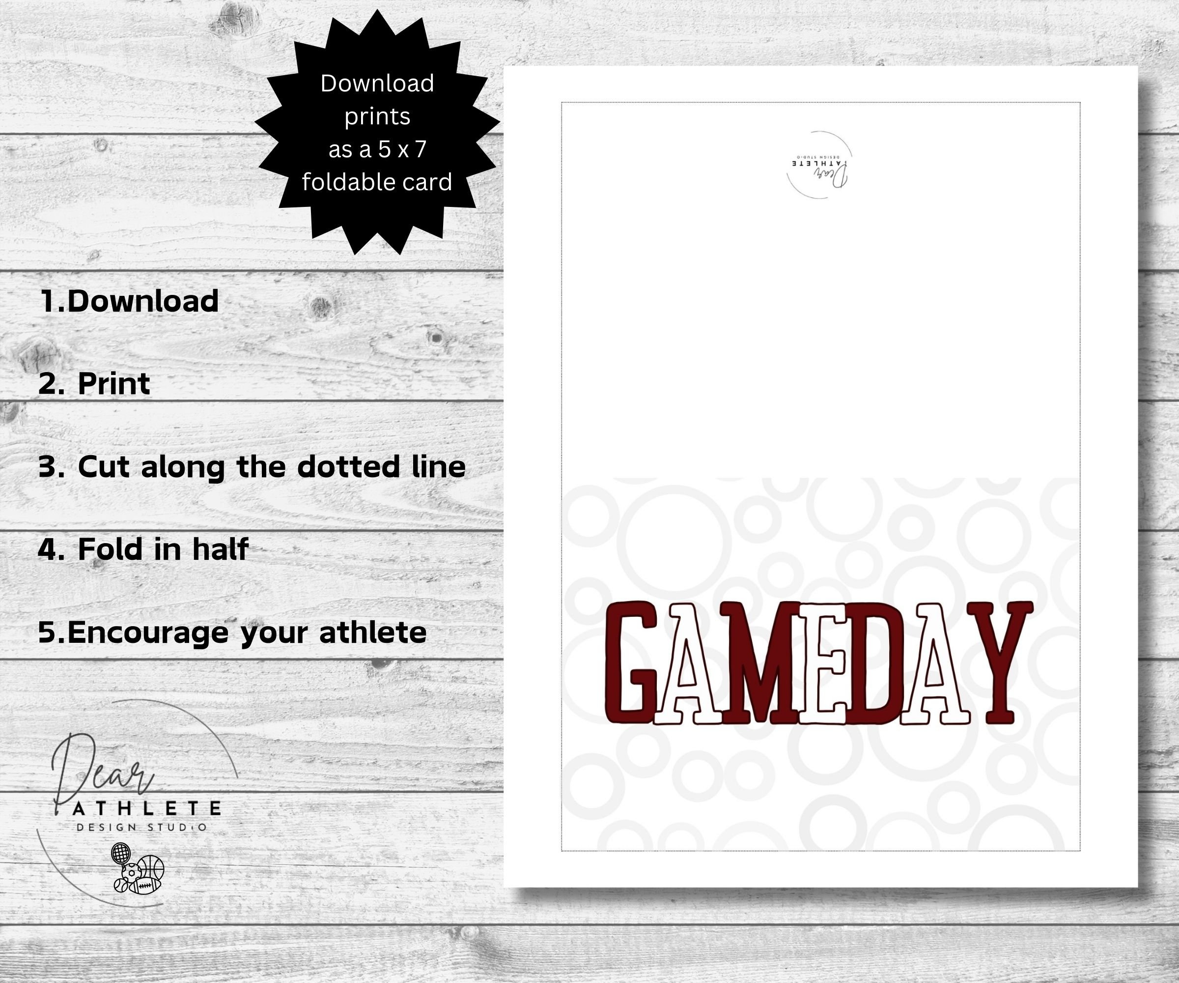 Gameday Digital Download/printable Card for Student Athletes in Maroon ...