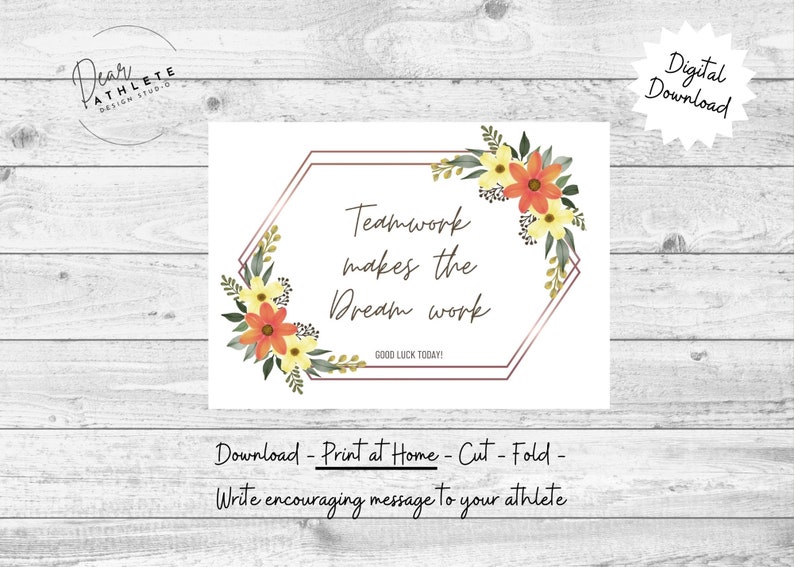 Teamwork Makes the Dream Work Blank Card. Student Athlete Digital ...