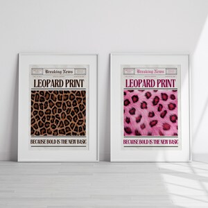 Leopard Wall Art Set of 2 Printable Preppy Room Decor Pink Cheetah ...
