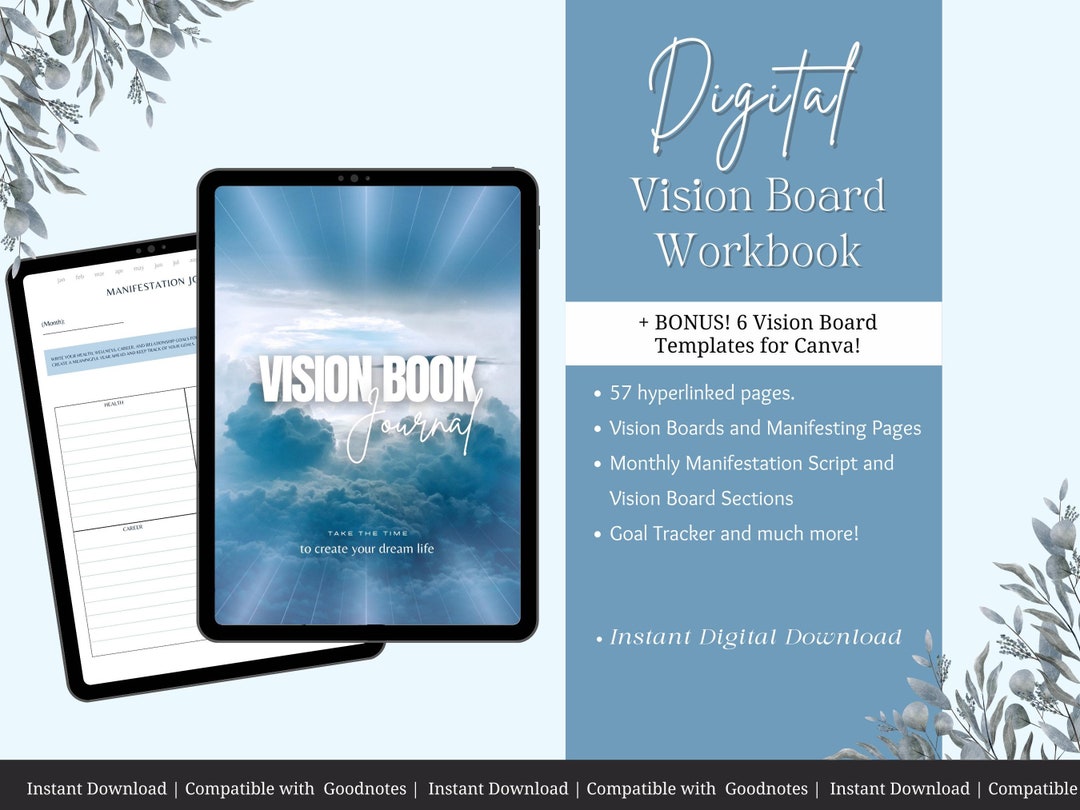 Manifestation Journal 2025 Vision Board Templates, Law of Attraction ...