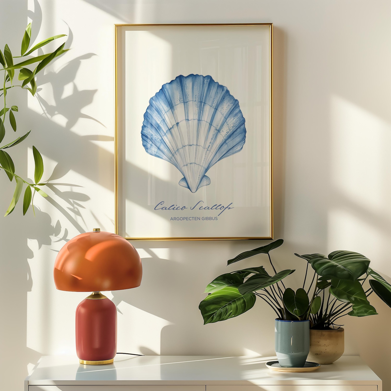 Coastal Seashell Set of 3, Light Blue Prints Beach House Decor Nautical ...