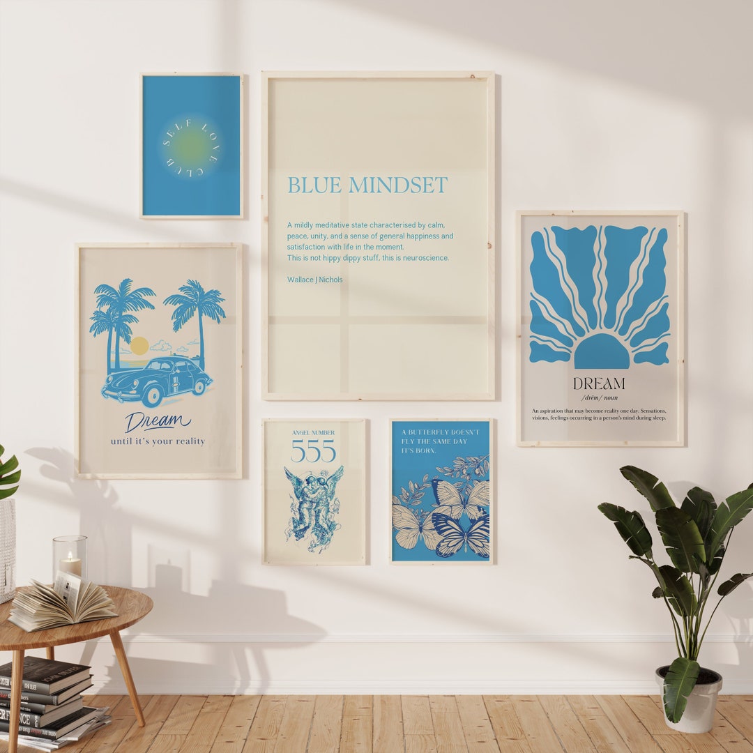 Blue Coastal Prints Set of 6 - Eclectic Beach House Decor Coastal ...