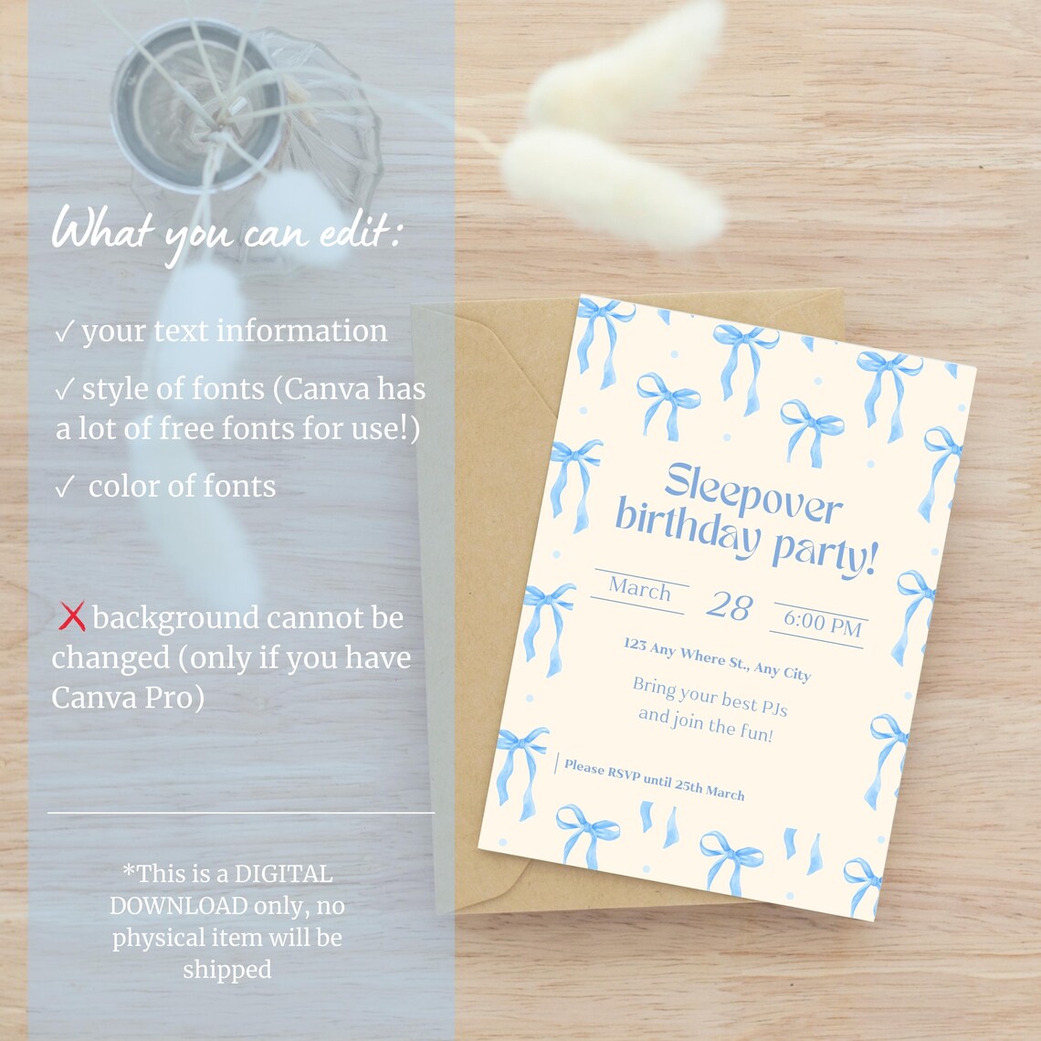 Blue Sleepover Birthday Invitation Pack + Printable Slumber Games for ...