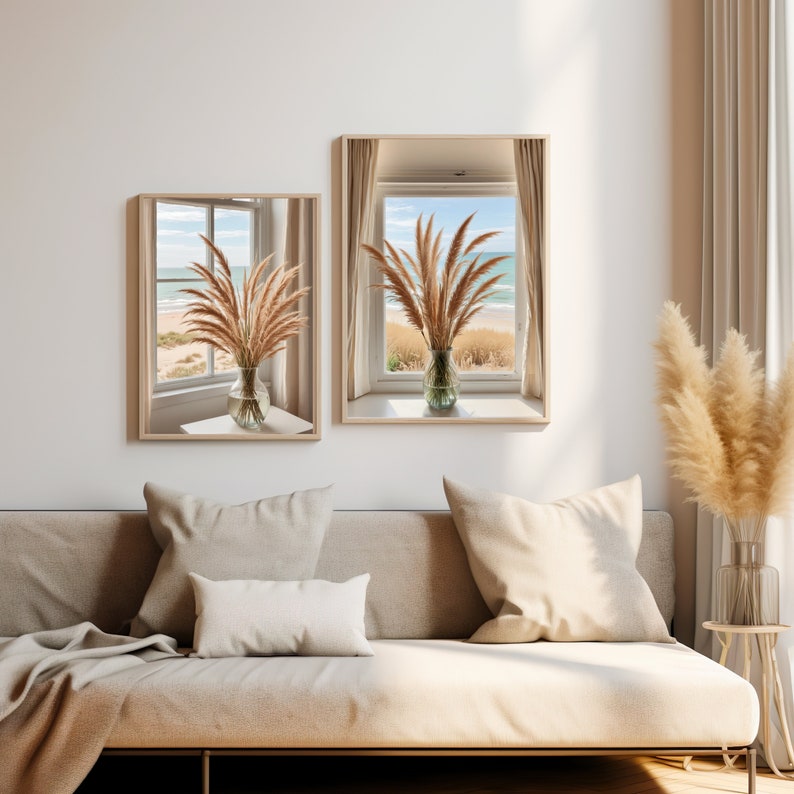 Pampas Wall Art Set of 2 Prints Pampas Wall Decor Neutral Dried Grass ...