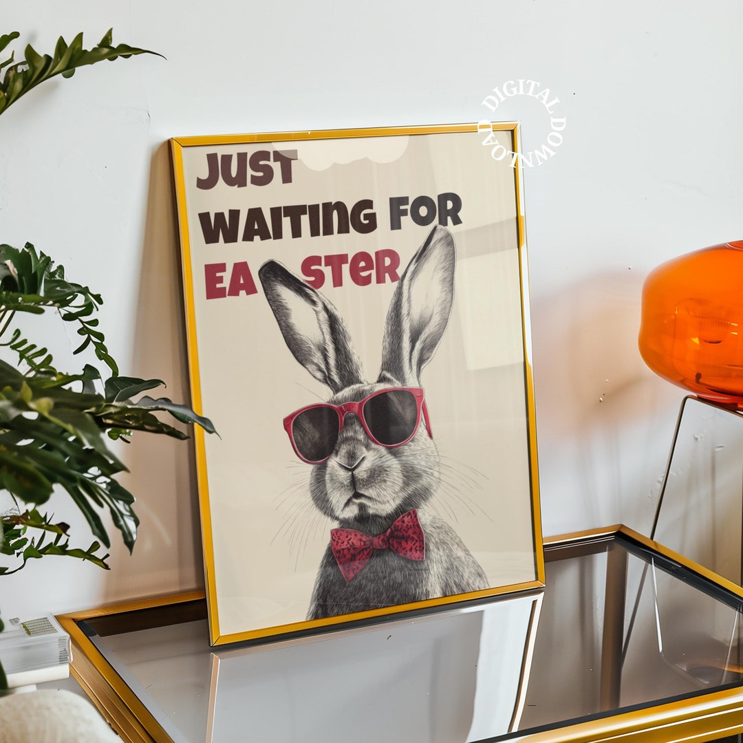 Retro Easter Rabbit Print | Trendy Easter Wall Decor Easter Painting ...