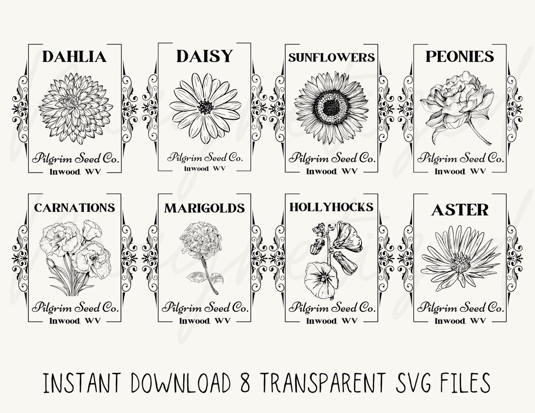 Vintage Flower Seed Packets SVG File, Instant Download Flower File ...