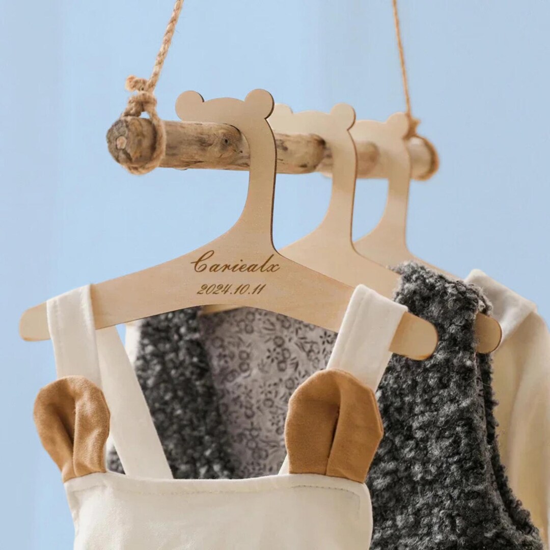 Custom Baby Wooden Hanger, Personalized Name Date Hanger, Baby Clothes ...