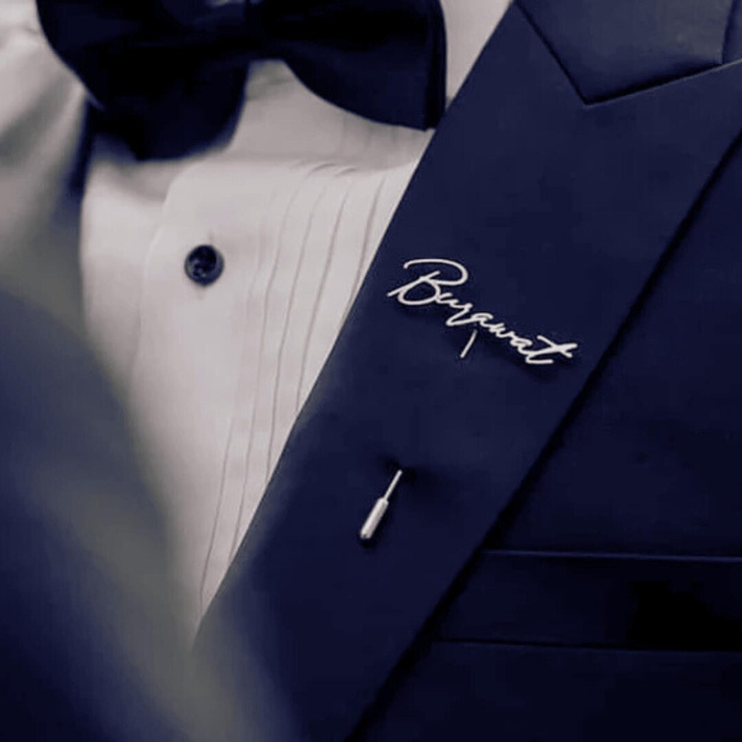 Custom Formal Suit Name Pins for Gentlemen, Personalized Brooches ...