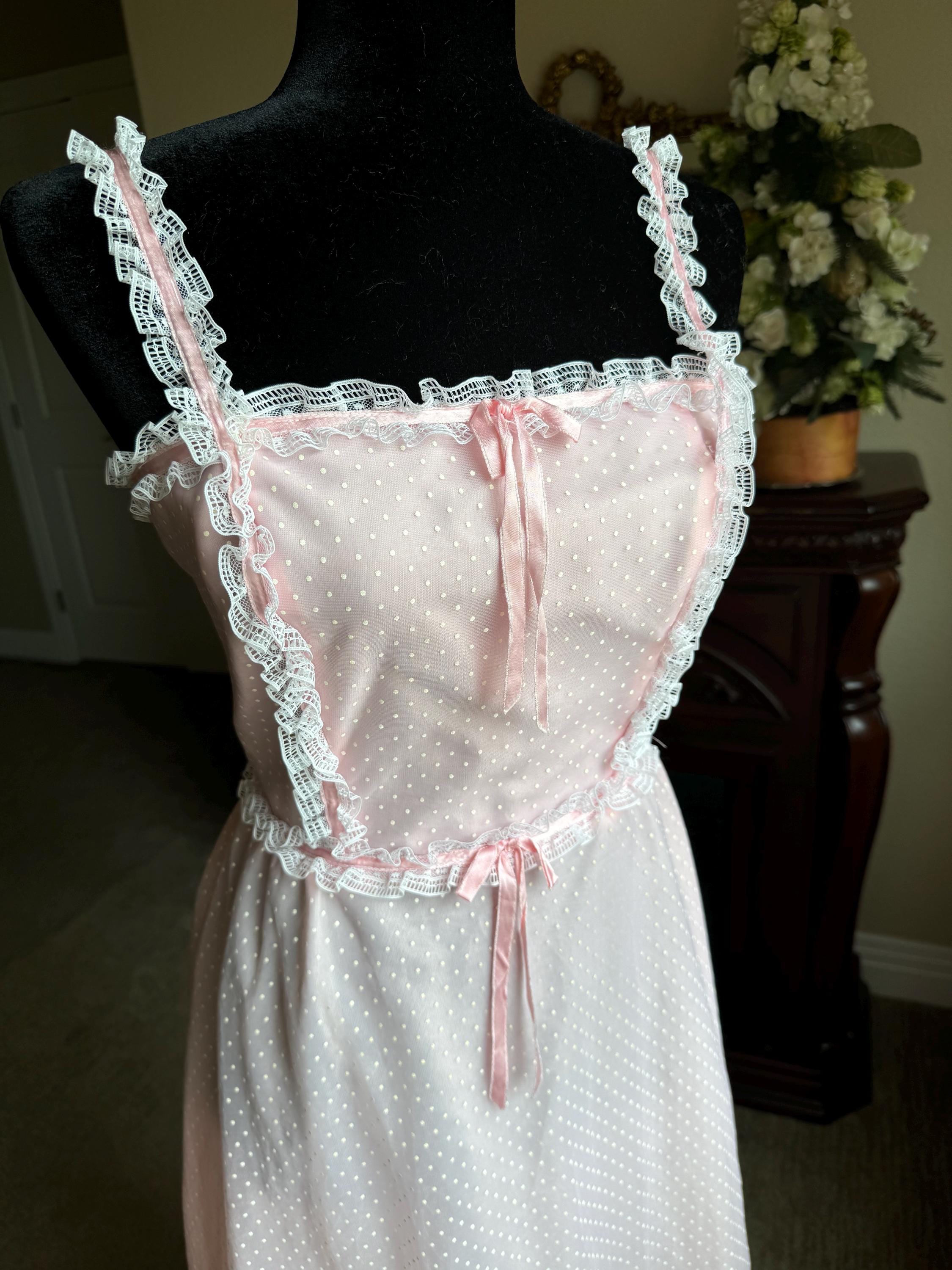 Vintage Light Pink and White Polka Dota 1970s Dress - Etsy