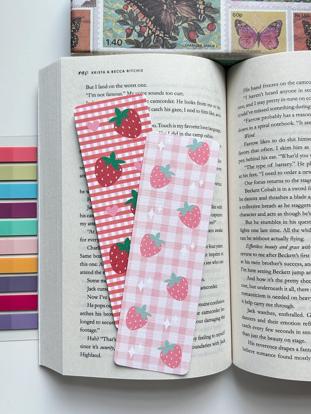 Strawberry Linen Bookmarks - Etsy