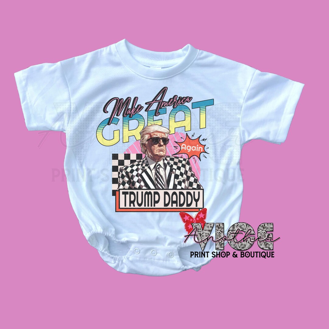 Trump MAGA , Make America Great Again, Preppy Bubble Romper, Baggy Baby ...
