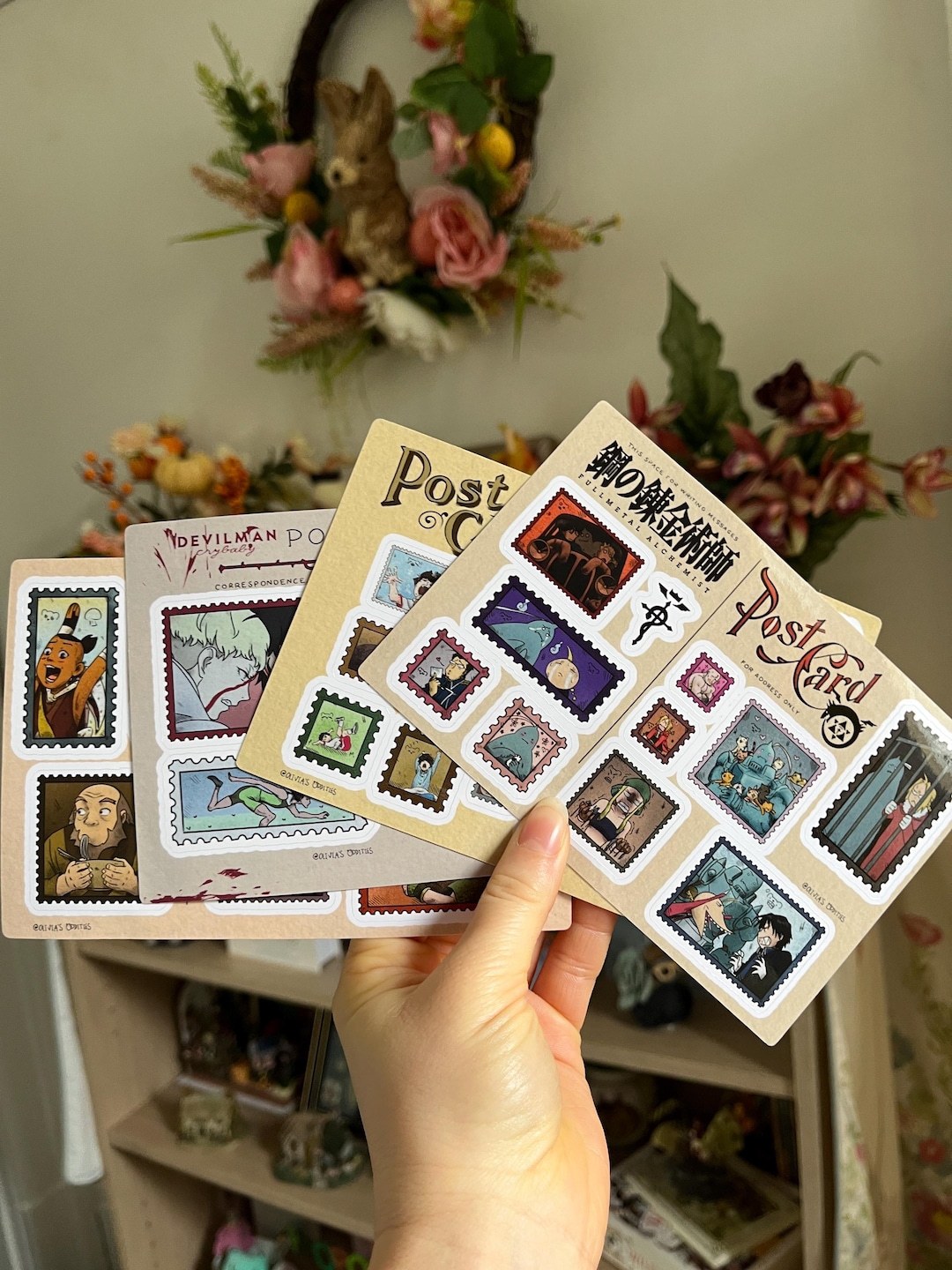 Anime Postcard Themed Sticker Sheets (FMA, ATLA, MP100, DEVILMAN) - Etsy