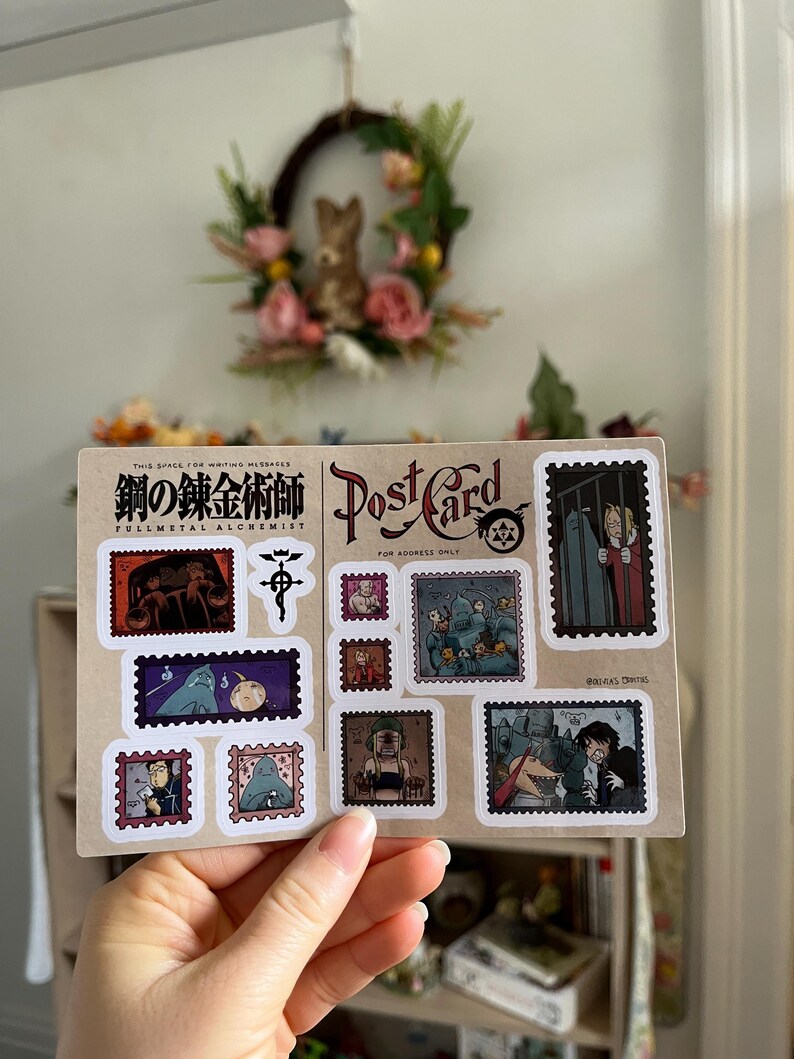 Anime Postcard Themed Sticker Sheets (FMA, ATLA, MP100, DEVILMAN) - Etsy