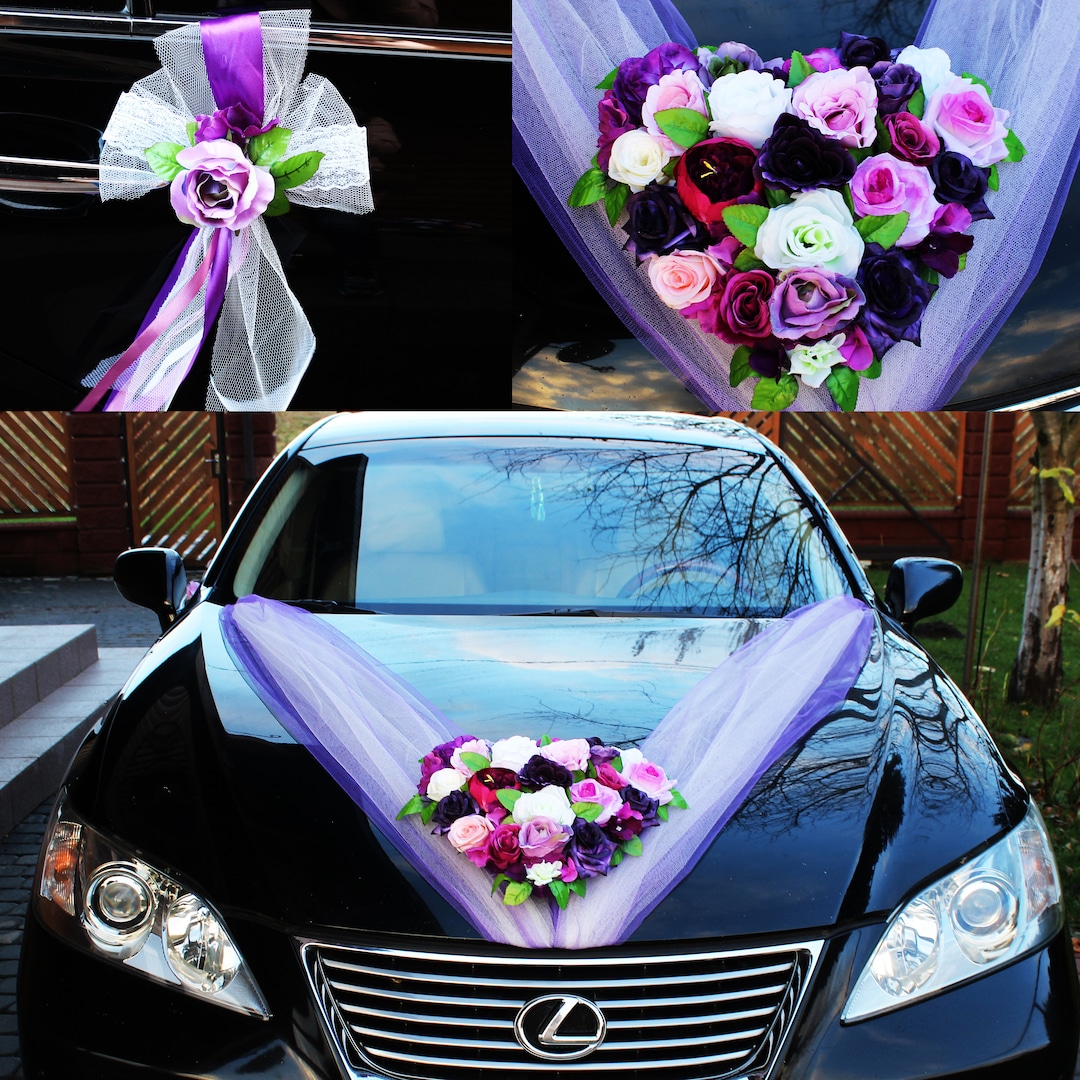Set of Decorations for a Wedding Car Heart, Car Flower Bouquet, Just ...