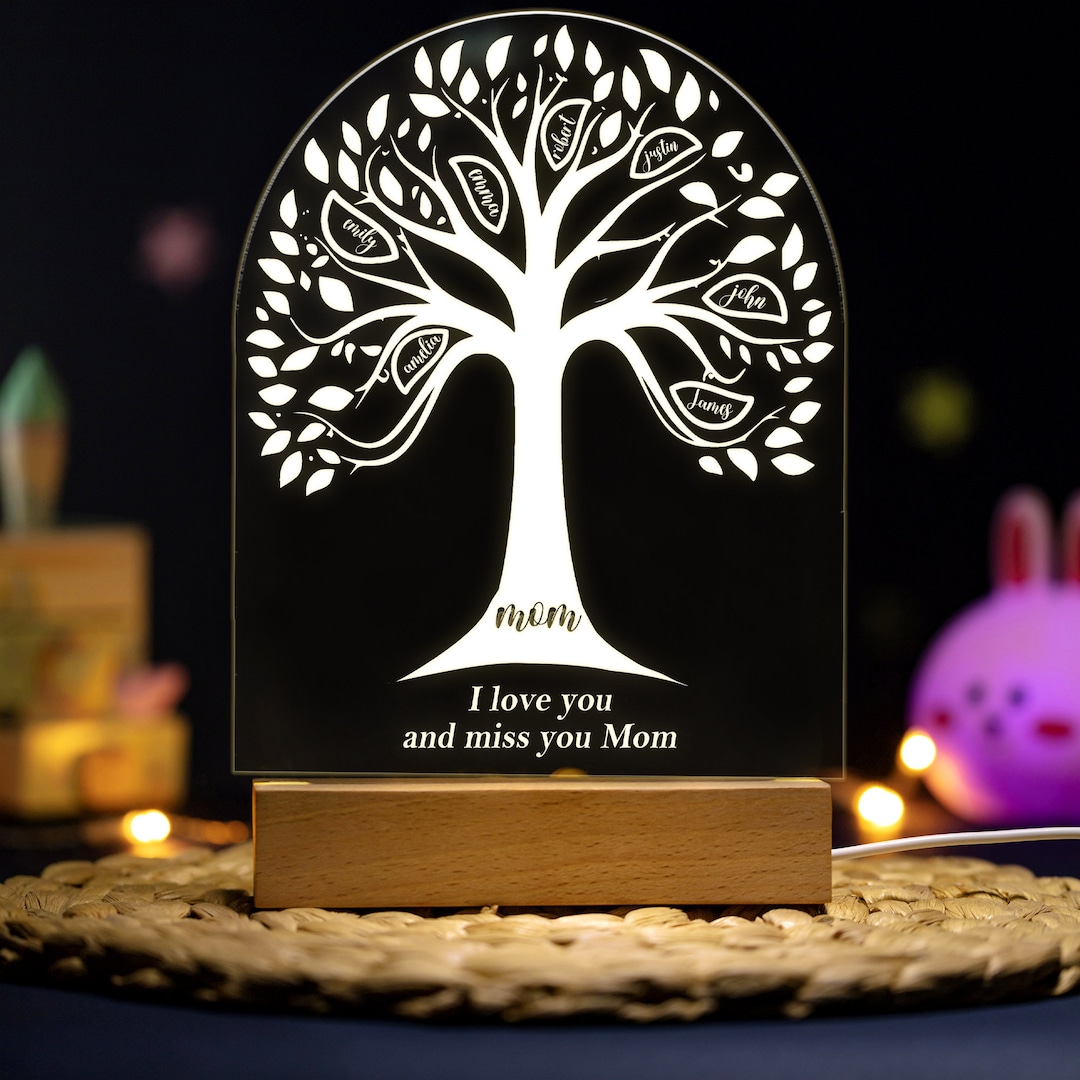Personalized Family Tree Chart Night Light,custom Grandma's Garden ...