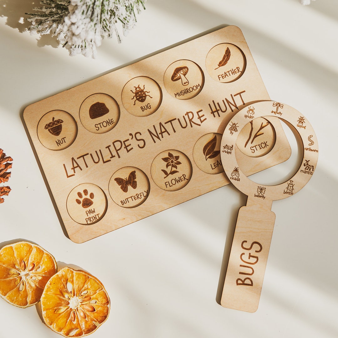Custom Kids Wooden Nature Hunt Board, Nature Scavenger Hunt Board ...