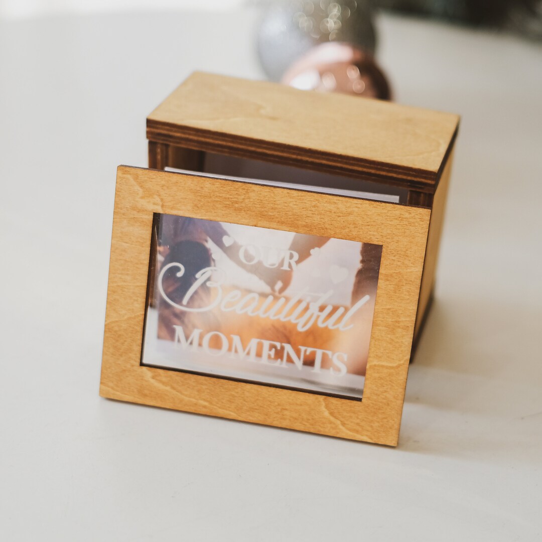 Custom Wooden Photo Box, Pull Out Photo Memory Box, Personalized ...
