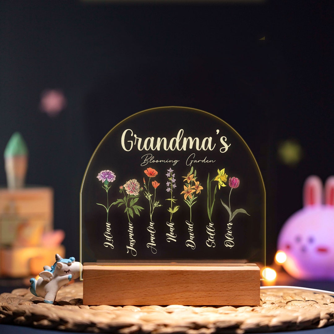 Custom Grandma's Garden Night Light, Mom's Garden LED Light, Mother's ...