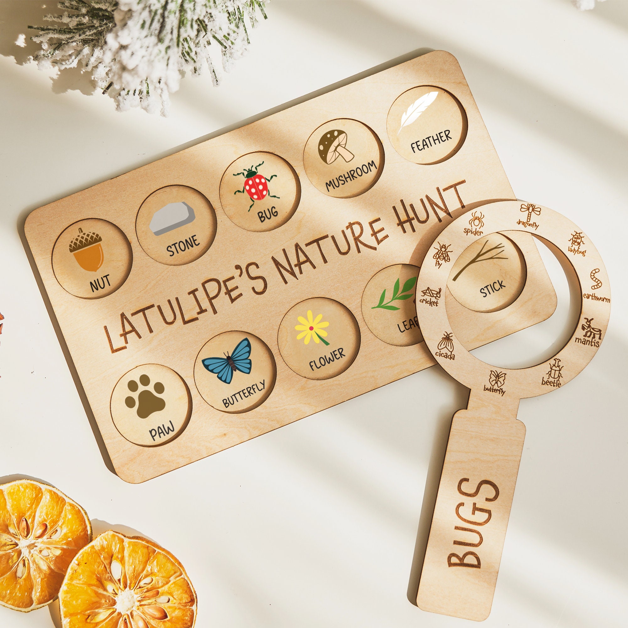 Custom Kids Wooden Nature Hunt Board, Nature Scavenger Hunt Board ...