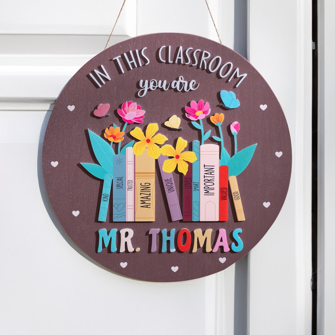 Custom Kindergarten Teacher Door Sign, Back to School Gifts ...