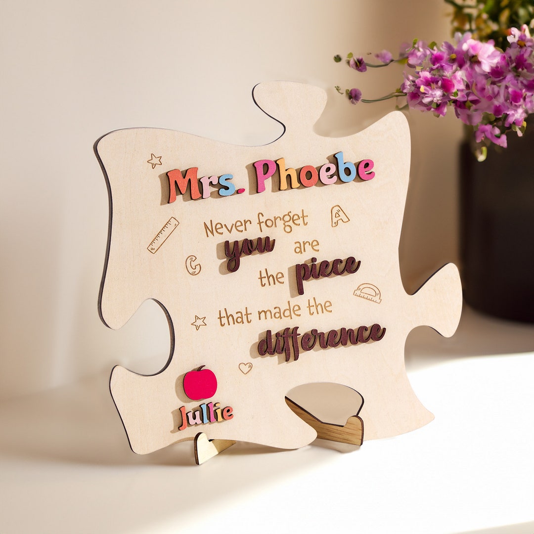 Personalized Teacher Puzzle Piece Keepsake, Teacher Appreciation Wooden ...