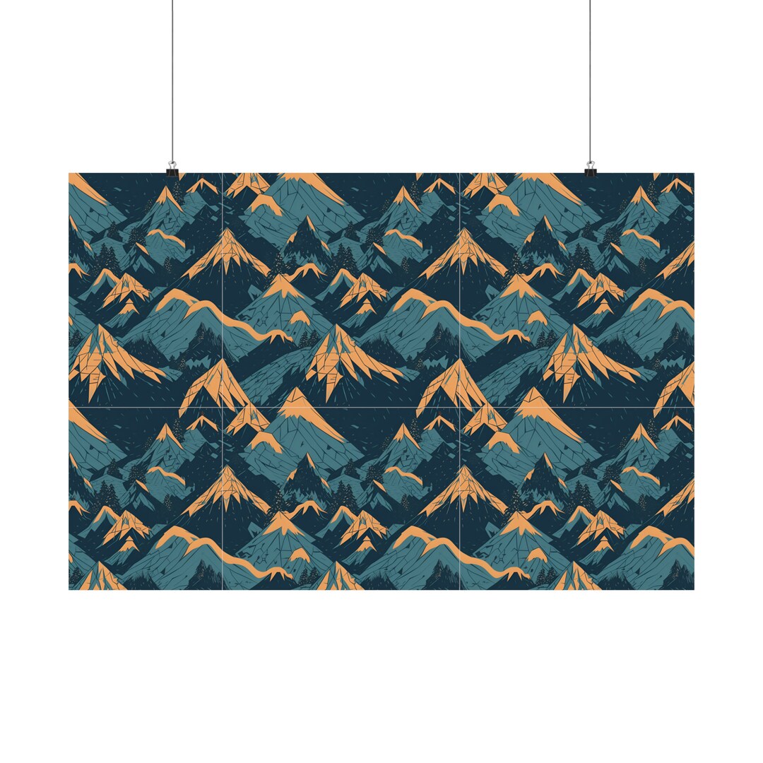 Mountain Majesty Poster Alpine Pattern Art Print Nature-inspired Wall ...