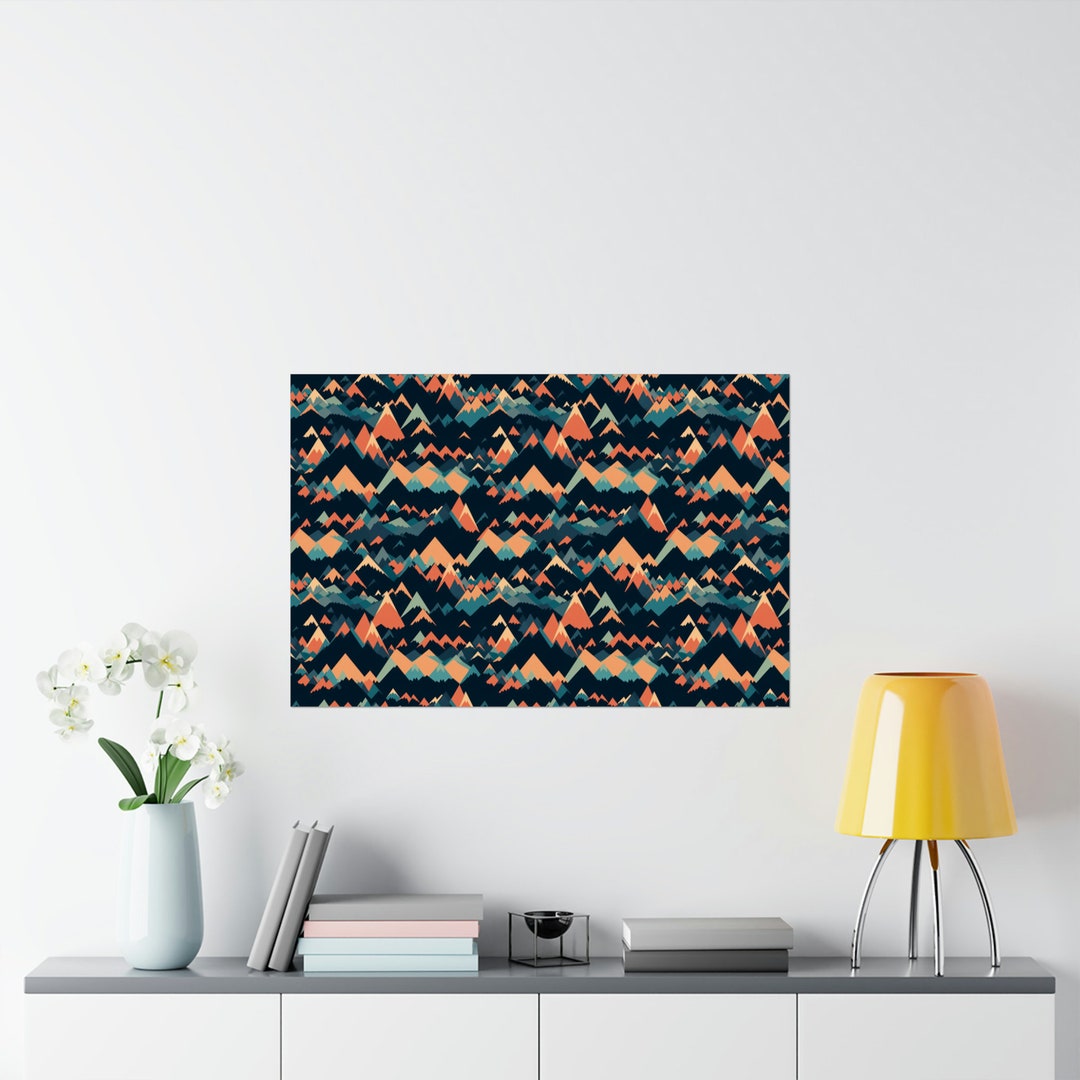 Mountain Majesty Poster Alpine Pattern Art Print Nature-inspired Wall ...