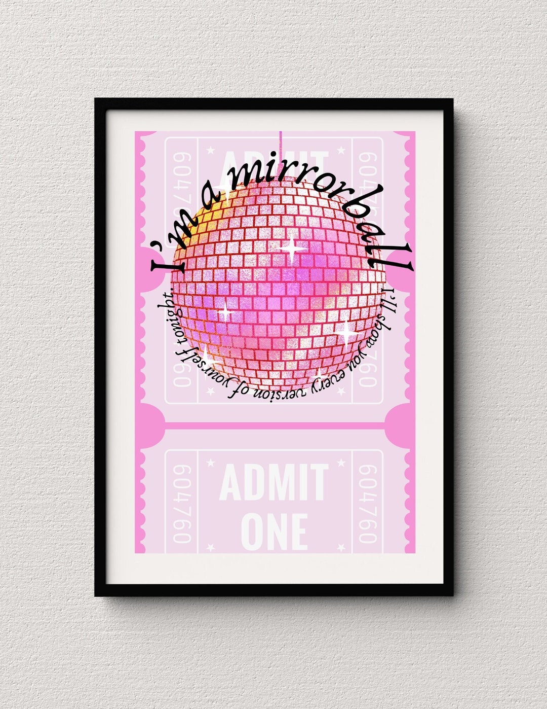 Taylor Swift Retro Mirrorball Print, Mirrorball Song Poster, Disco Ball ...