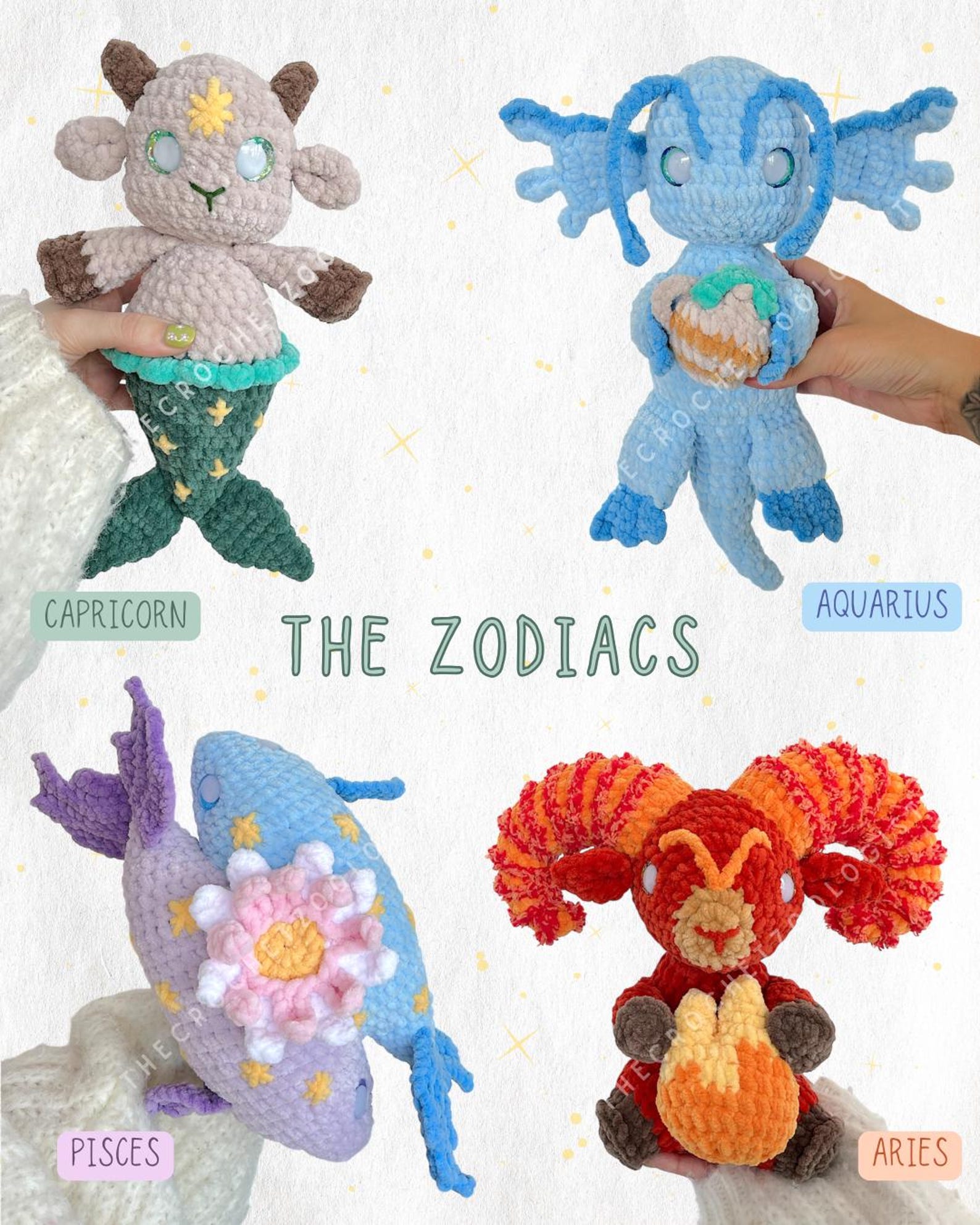 12 in 1 Zodiac Star Sign Crochet Bundle, Astrology Crochet Gifts ...