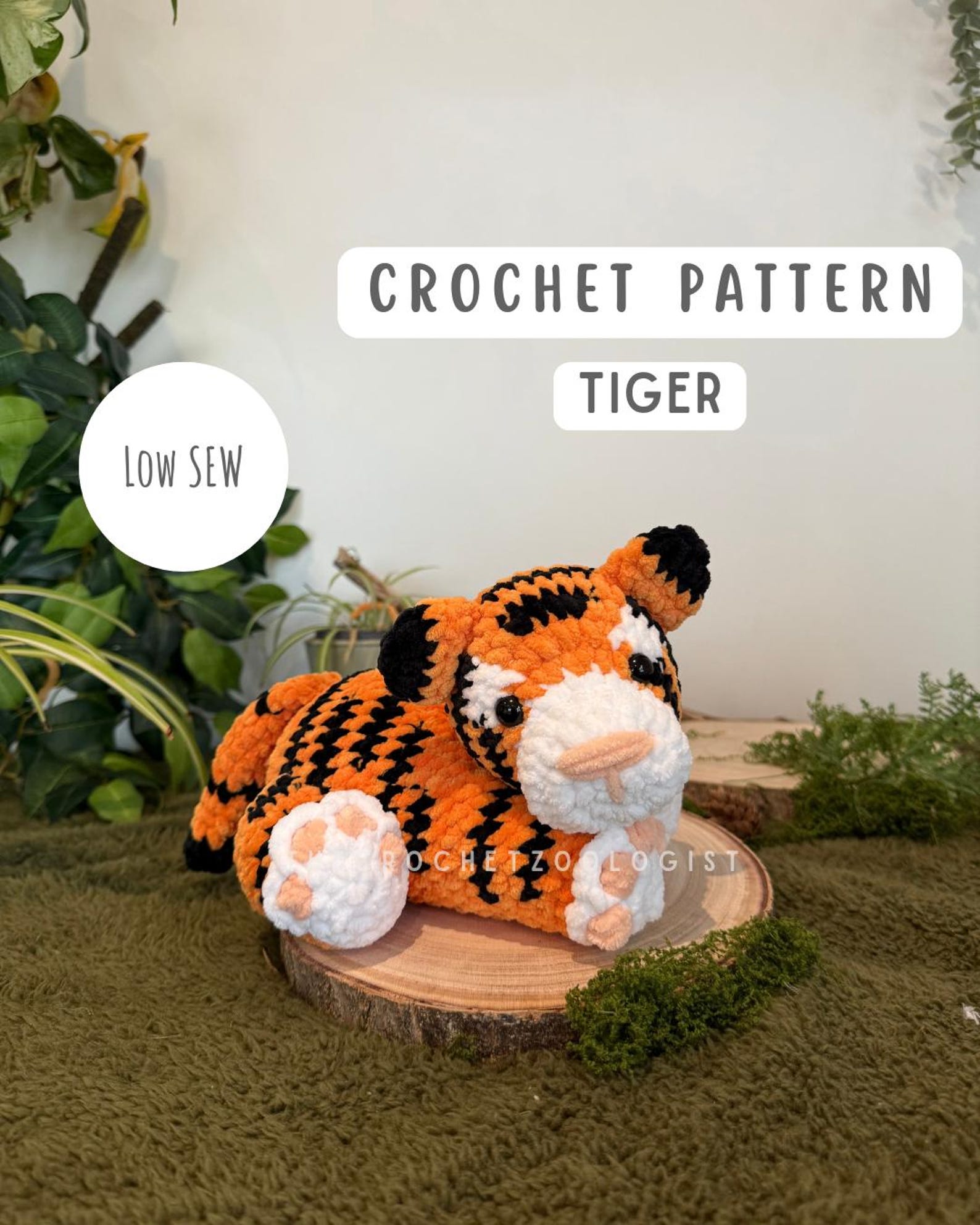 Tiger Lying Crochet Pattern - Endangered Species Amigurumi Plush ...