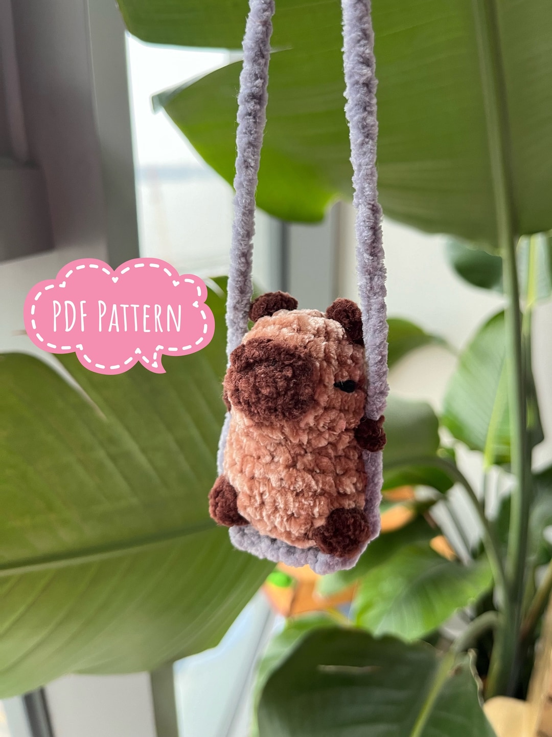 PDF Pattern Crochet Swinging Capybara Car Hanger Crochet Car Hanger ...
