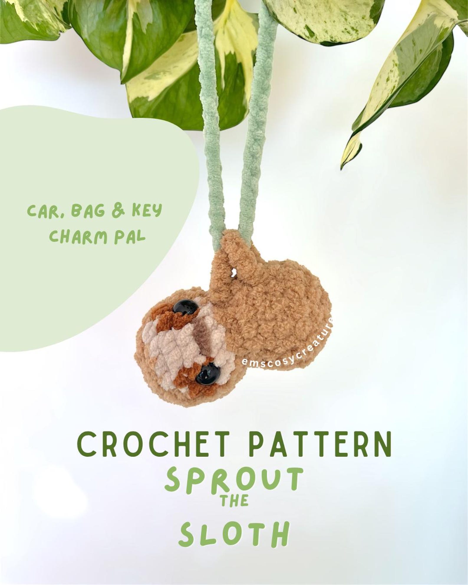 Sloth Crochet Charmimal Pattern: Car, Bag & Key Charm (PDF Pattern - Etsy
