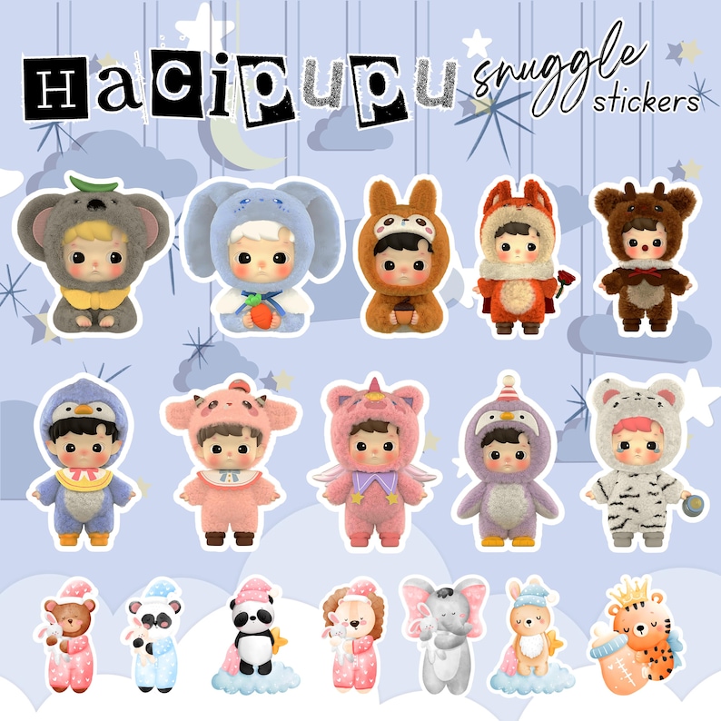 HACIPUPU "snuggle Cuties" Digital Sticker Sheet! - Etsy