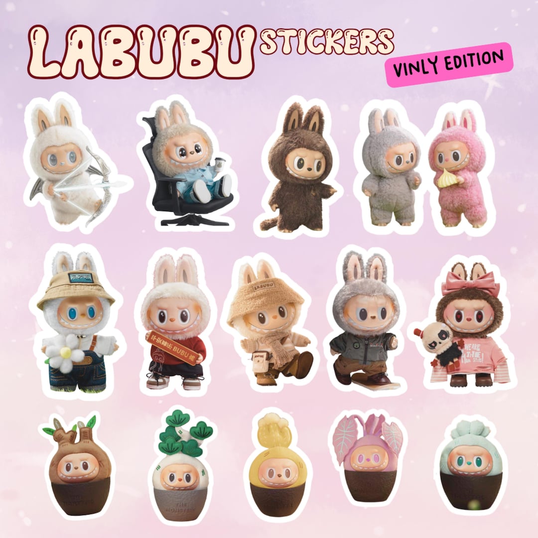 Adorable LABUBU Vinyl Edition Sticker Sets! Digital Download for Planners, Laptops, T-shirts ...
